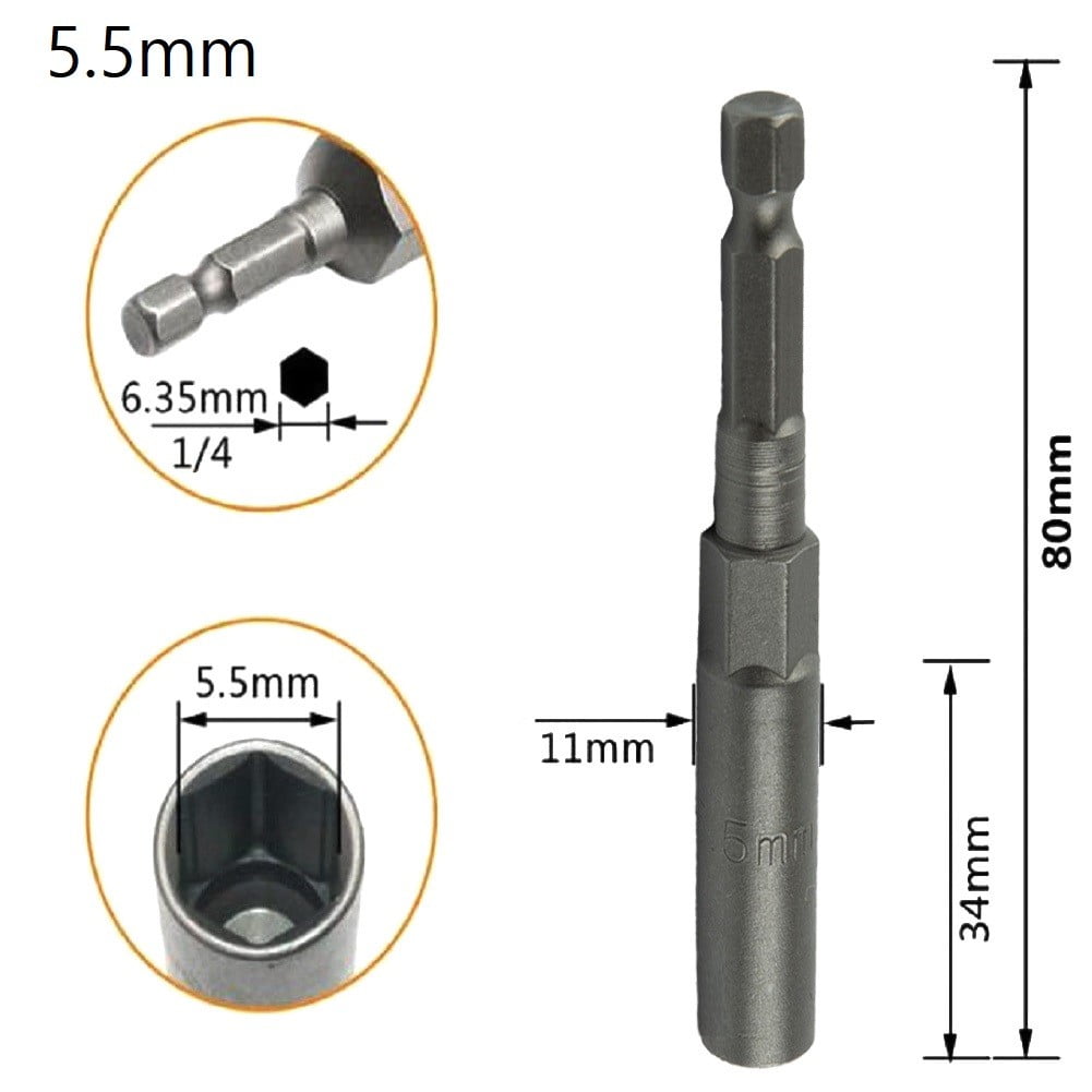 1 Pcs 80mm Length 1/4" Hex DriveSocket Impact Nut Bolt Drill Bits ...