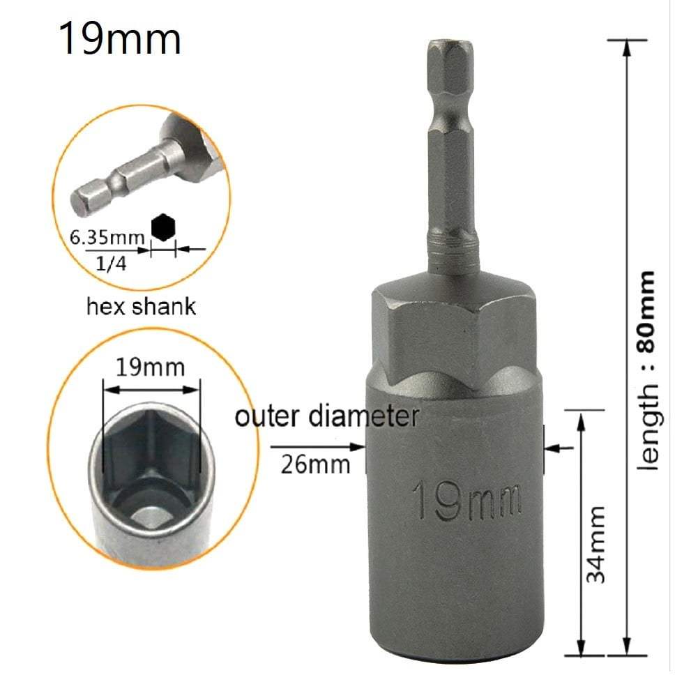1 Pcs 80mm Length 1/4" Hex DriveSocket Impact Nut Bolt Drill Bits ...