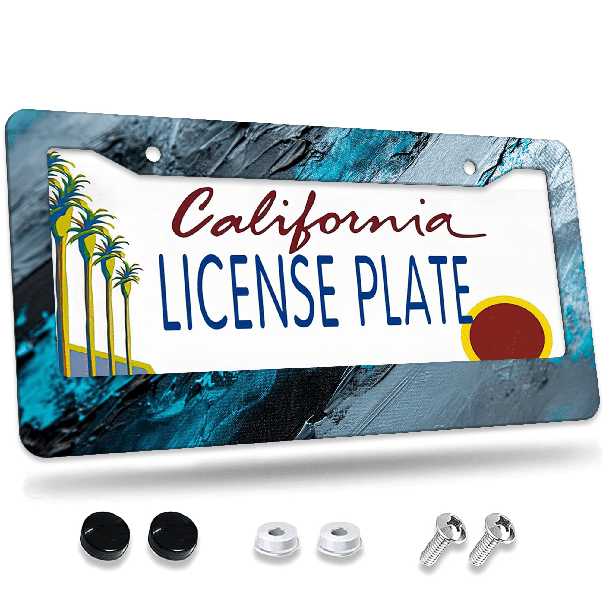 1 Pcs Abstract Oil License Plate Frame, License Plate Cover for Car ...