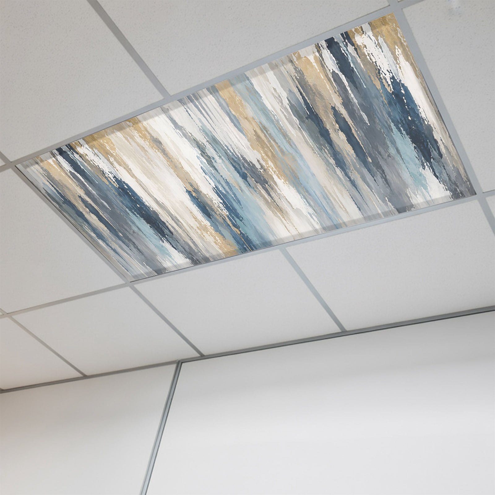 1 Pcs Abstract Splashes Fluorescent Light Covers Denim Blue Vertical ...