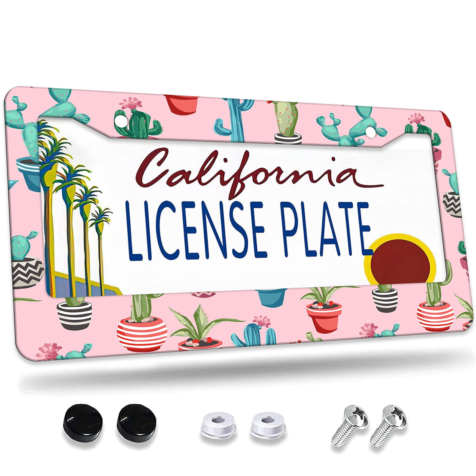 1 Pcs Potted Cacti Design License Plate Frame,License Plate Cover for ...