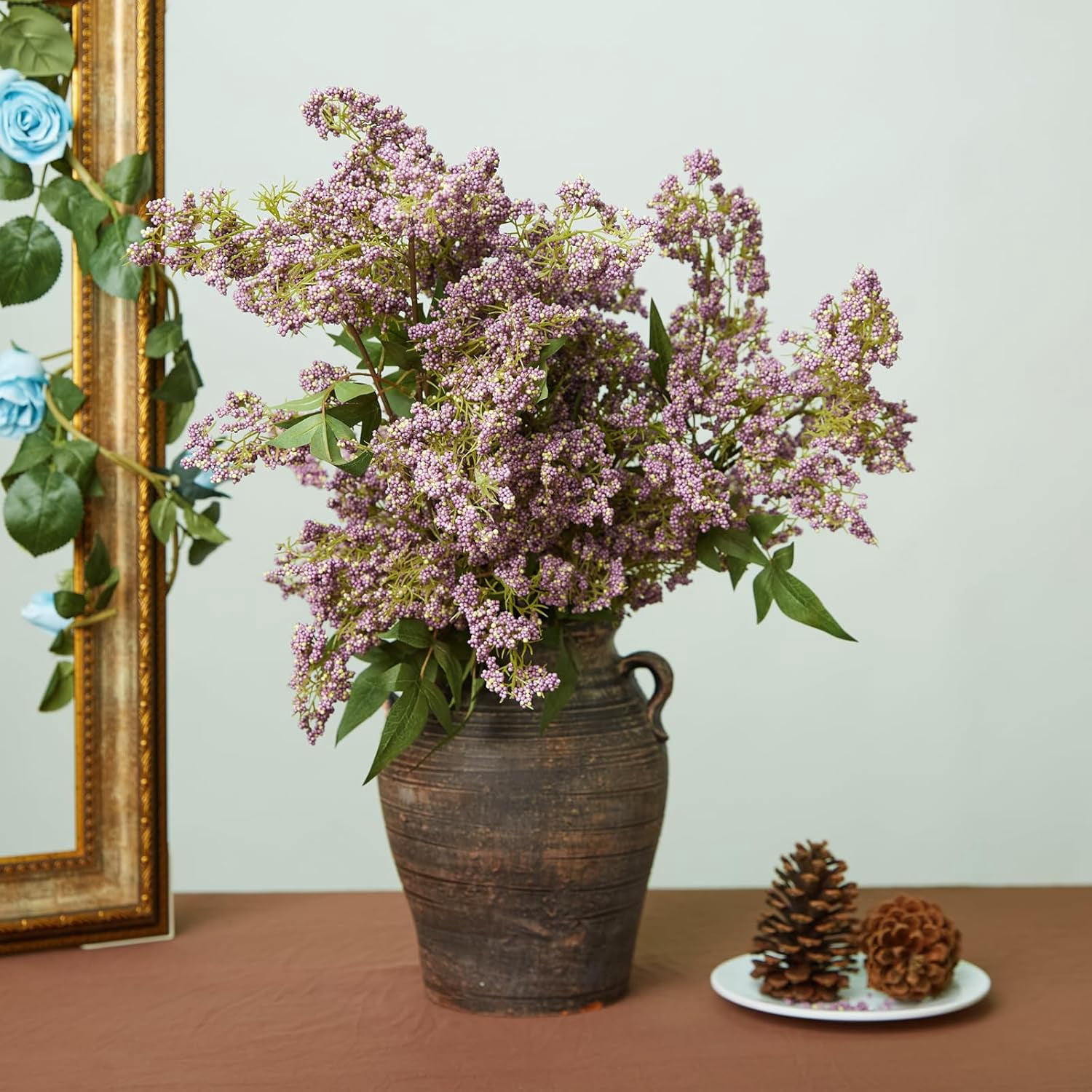 1 Pcs Artificial Dusty Plum Berry Stem, Spring Faux Flowers Picks ...