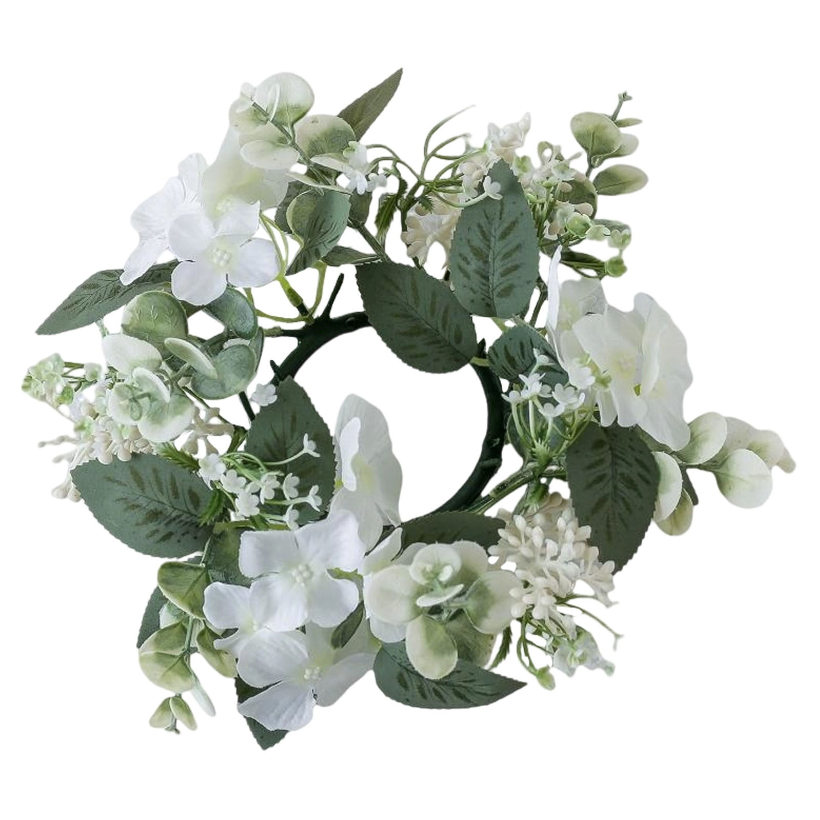 1 Pcs Artificial Hydrangea Candle Rings Wreaths,9.84 Inch Small Wreath ...