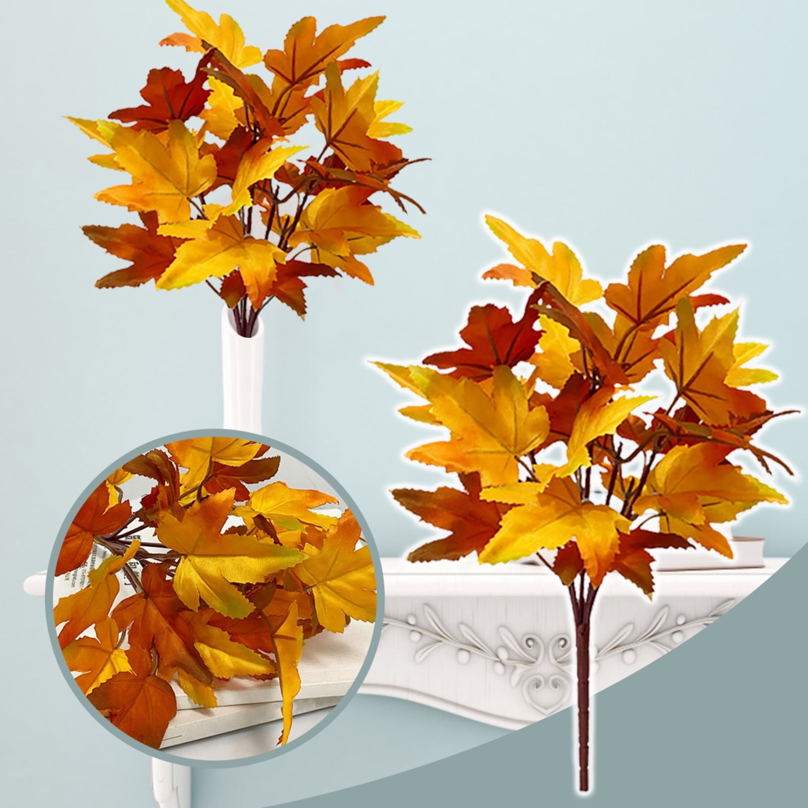 1 Pcs Artificial Maple Leaves Stems,Autumn Fake Branches,Faux Fall ...