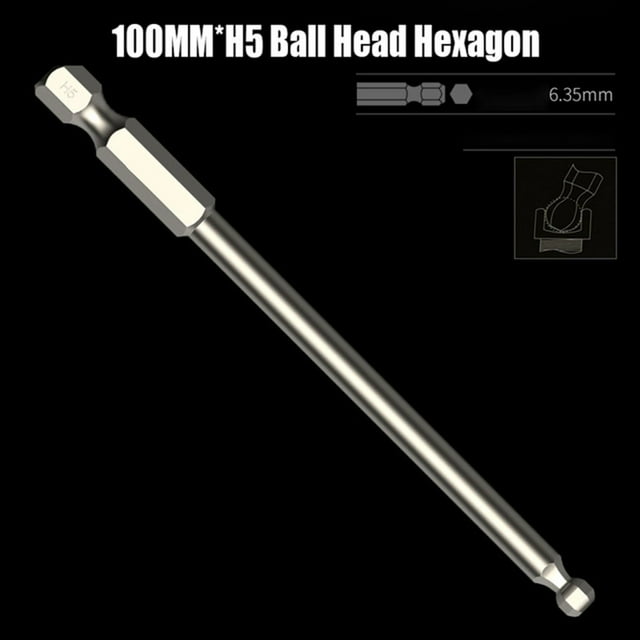 1 Pcs Ball End Hex Screwdriver Bit Metric Hex Bit 100mm Long Magnetic ...