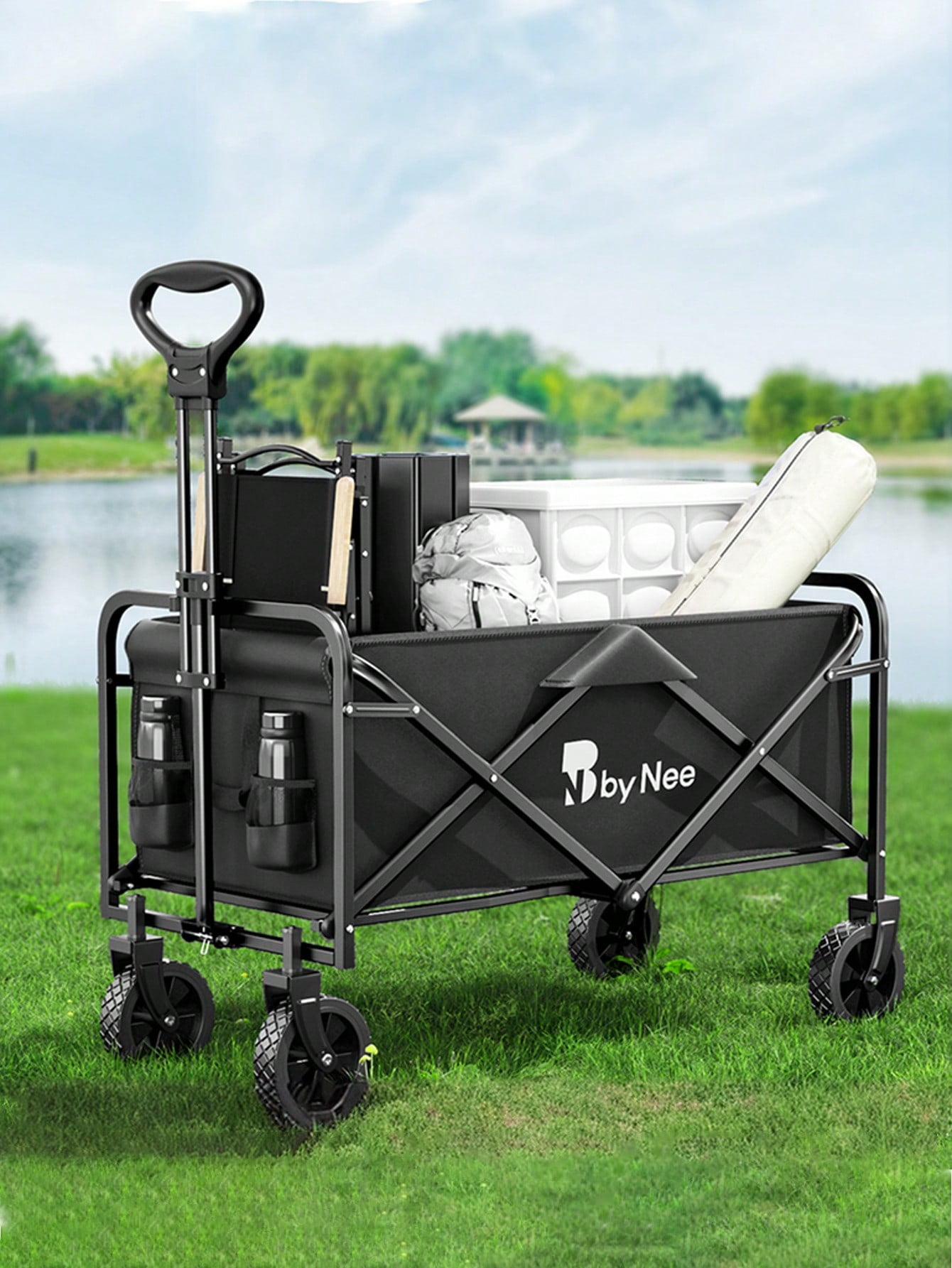 1 Pcs Beach Foldable Wagon Cart, Heavy Duty Utility Collapsible Wagon ...