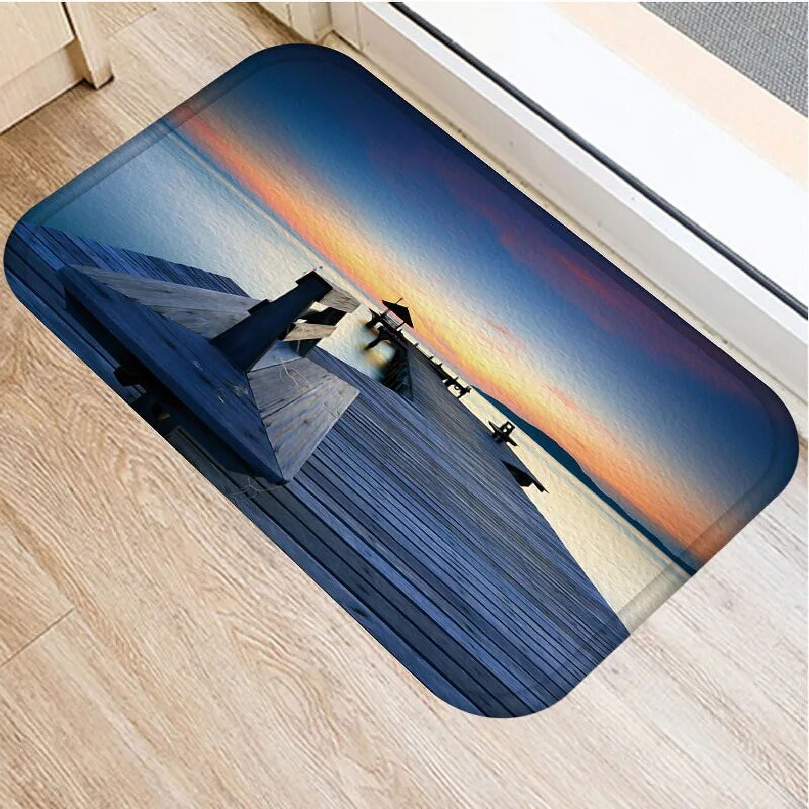 1 Pcs Beach Printed Floor Mats Sunset Door Mat Kitchen Carpet Anti Slip ...