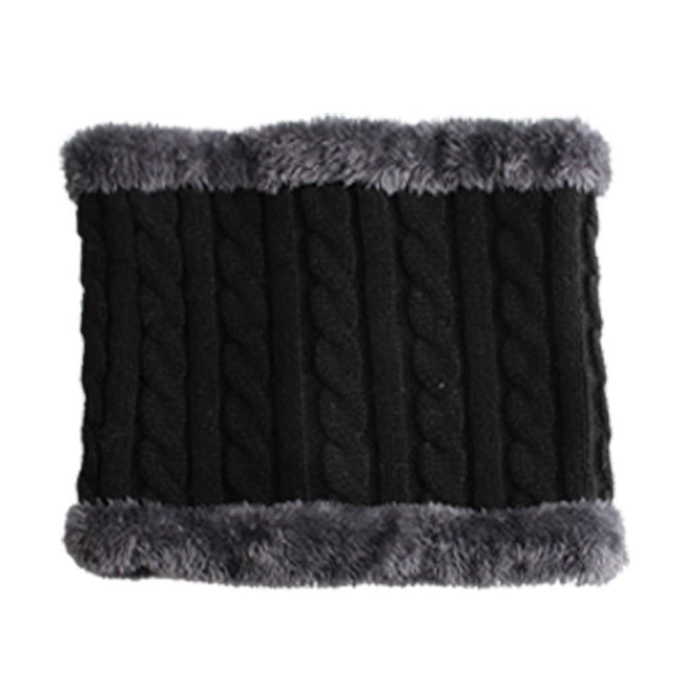 1 Pcs Black Color Knit Warm Fur Lined Insulated Neck Warmer Gaiter for ...