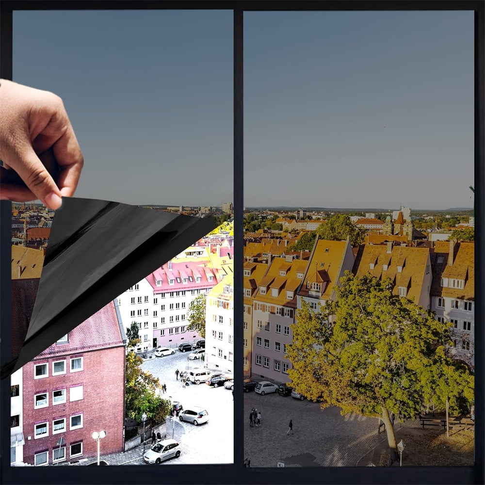 1 Pcs Black Privacy Film for Glass Windows,One Way Window Film,Mirror ...