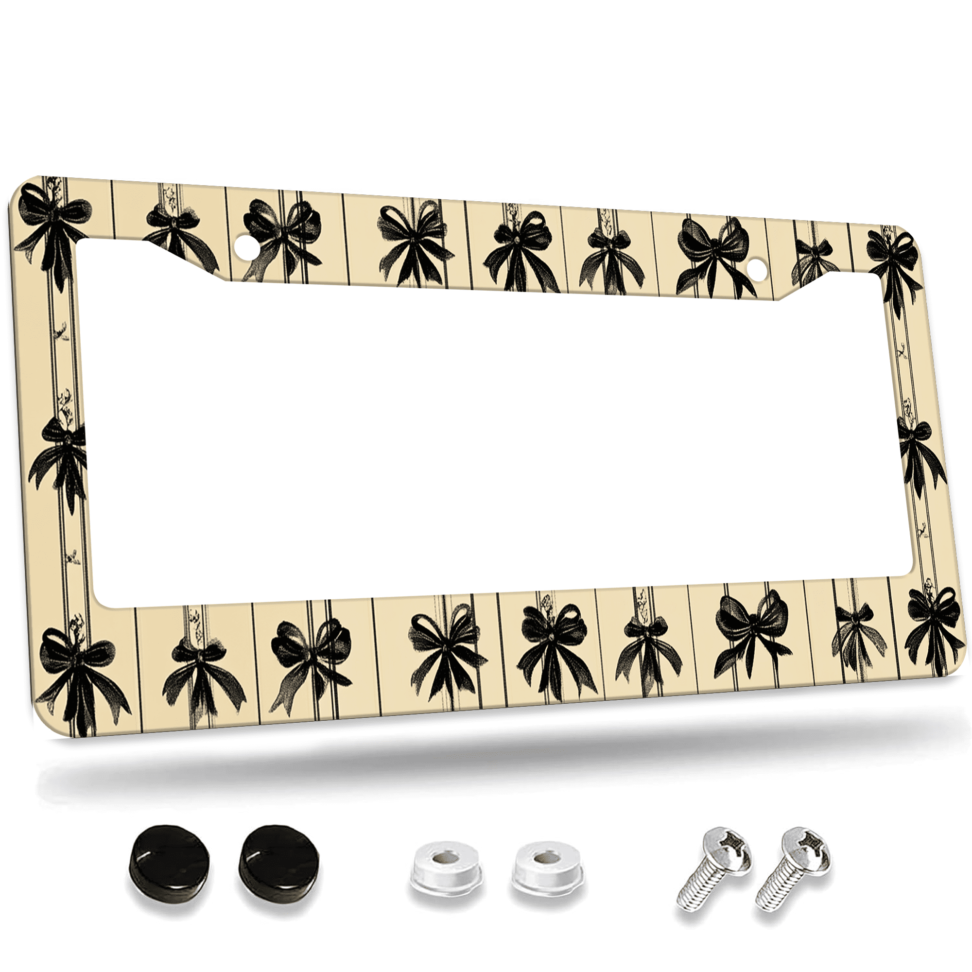 1 Pcs Black Ribbons License Plate Frame, License Plate Cover for Car ...