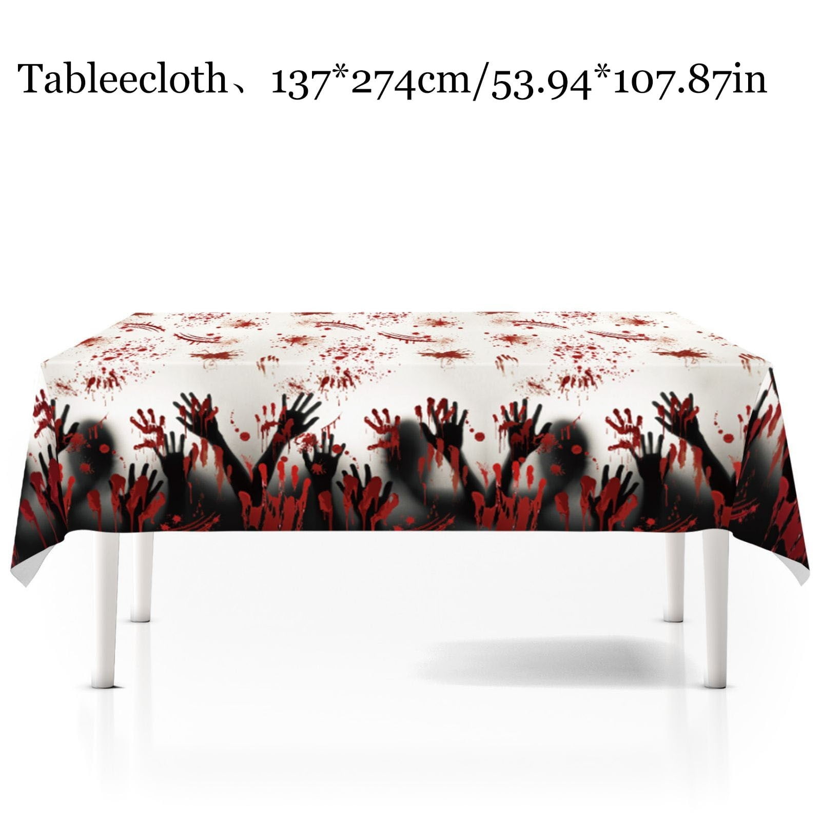 1 Pcs Bloody Handprint Tablecloth - 54x108 Inches Disposable Blood ...