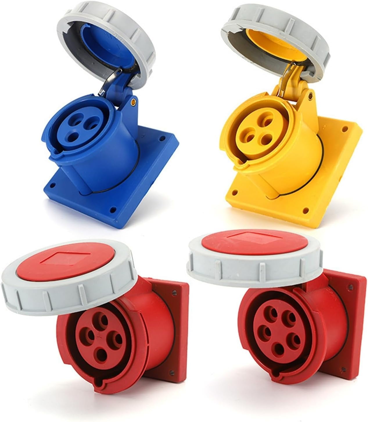 1 Pcs Blue 16A 32A IP67 Industrial Plug and Socket Three Hole Four Hole ...