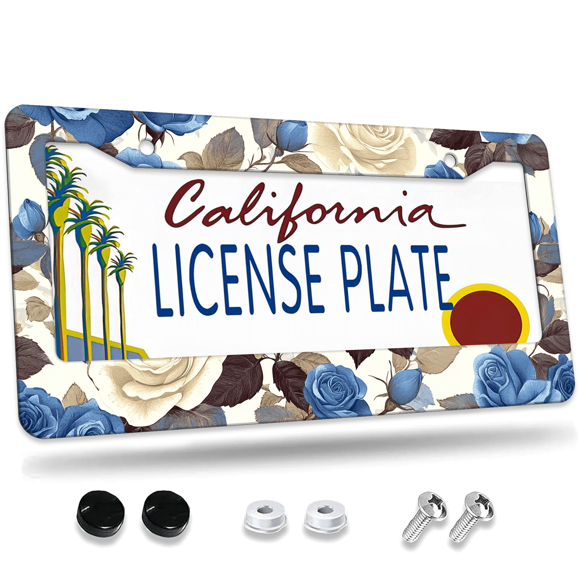 1 Pcs Blue and Cream License Plate Frame, License Plate Cover for Car ...