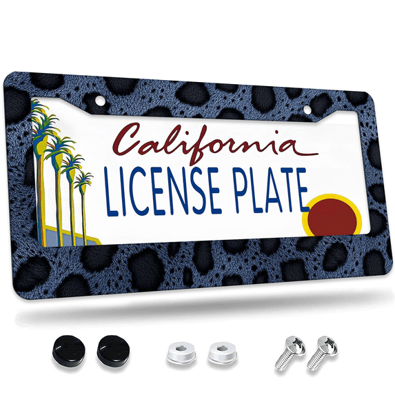 1 Pcs Blue Leopard License Plate Frame, License Plate Cover for Car ...