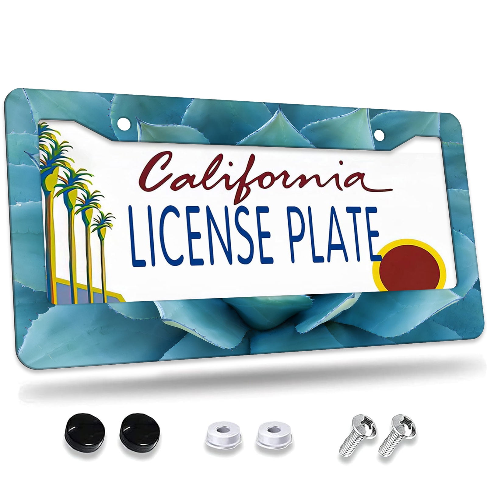 1 Pcs Blue Succulent Close up License Plate Frame,License Plate Cover ...