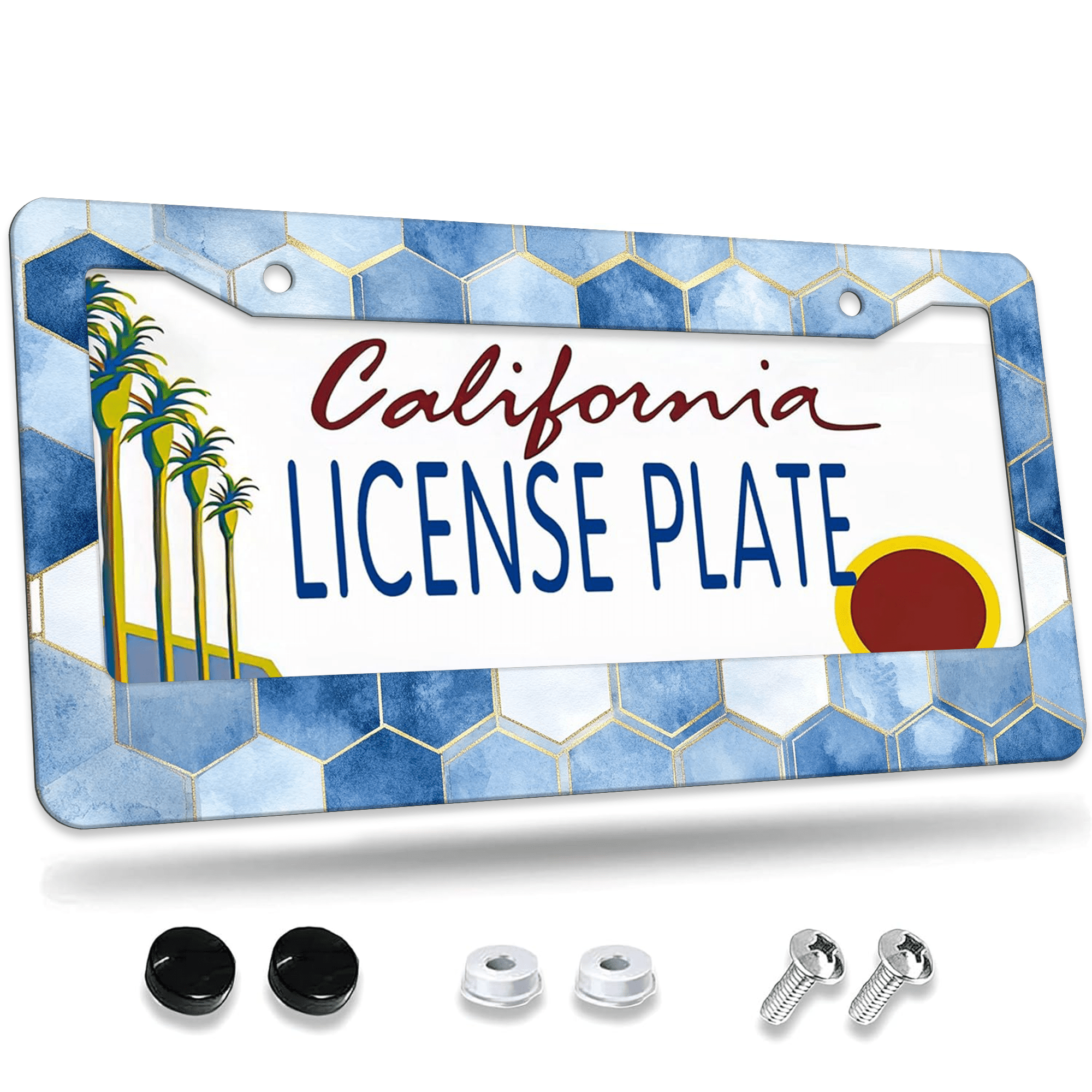 1 Pcs Blue and White License Plate Frame, License Plate Cover for Car ...