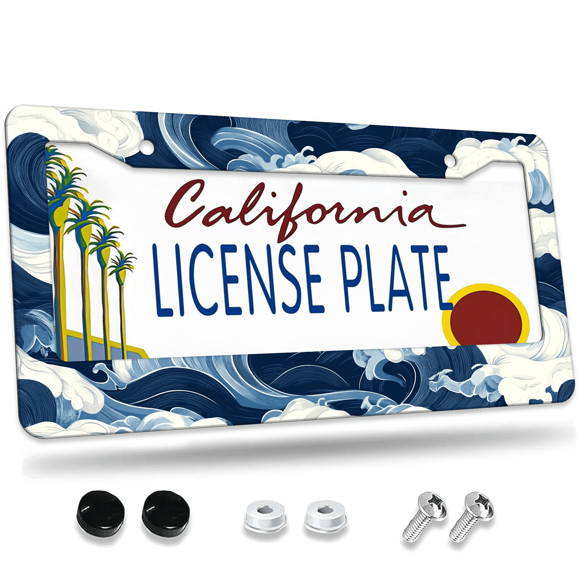 1 Pcs Blue and White License Plate Frame, License Plate Cover for Car ...