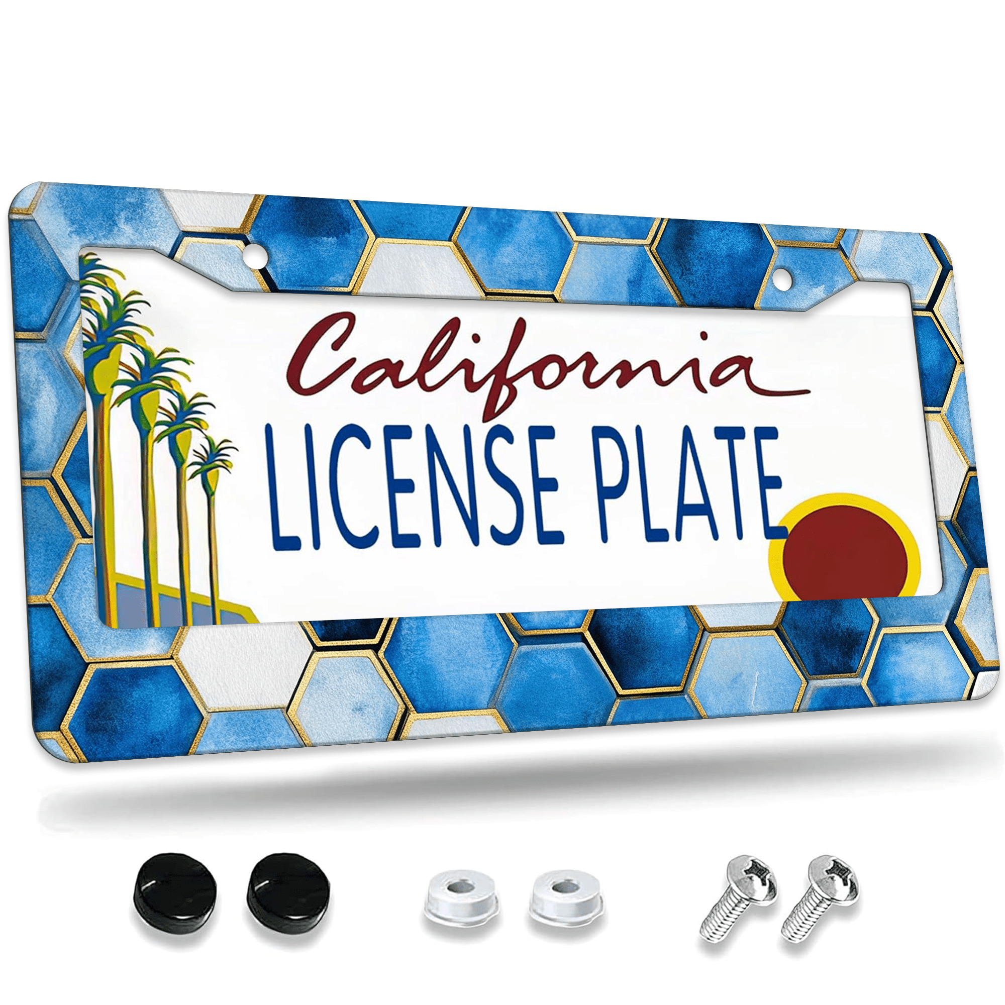 1 Pcs Blue and White License Plate Frame, License Plate Cover for Car ...