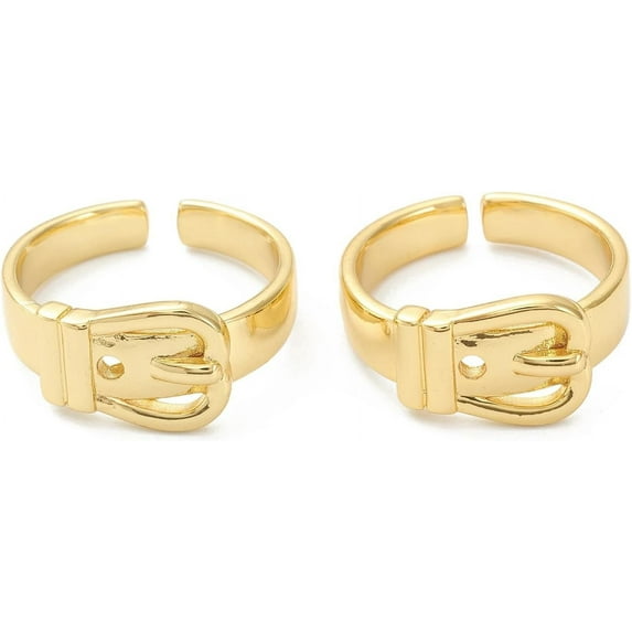 1 Pcs Brass elt Cuff Rings Open Rings Real 18K Gold Plated Belt Rings ...
