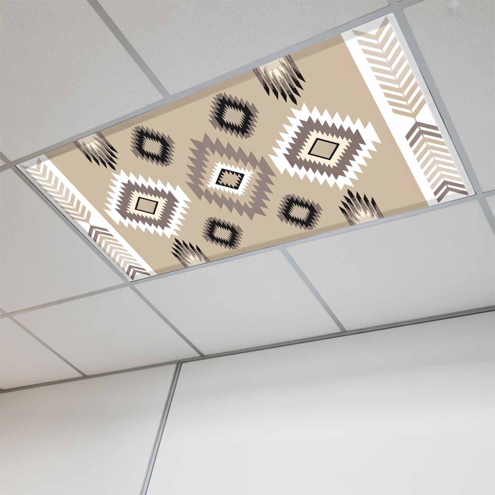 1 Pcs Brown Tribal Geometric Fluorescent Light Covers Vintage Boho ...