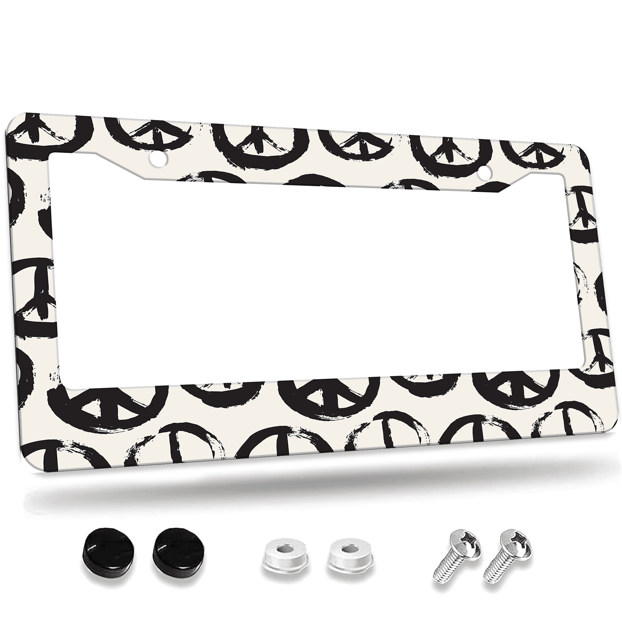 1 Pcs Brush stroke Peace Symbols License Plate Frame, License Plate ...