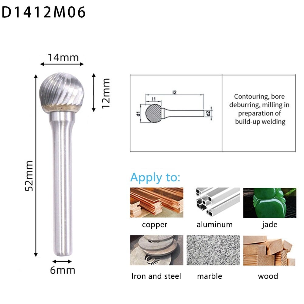 1 Pcs Burring Ball Head Die Grinder Bit Milling Carving Tool Tungsten ...