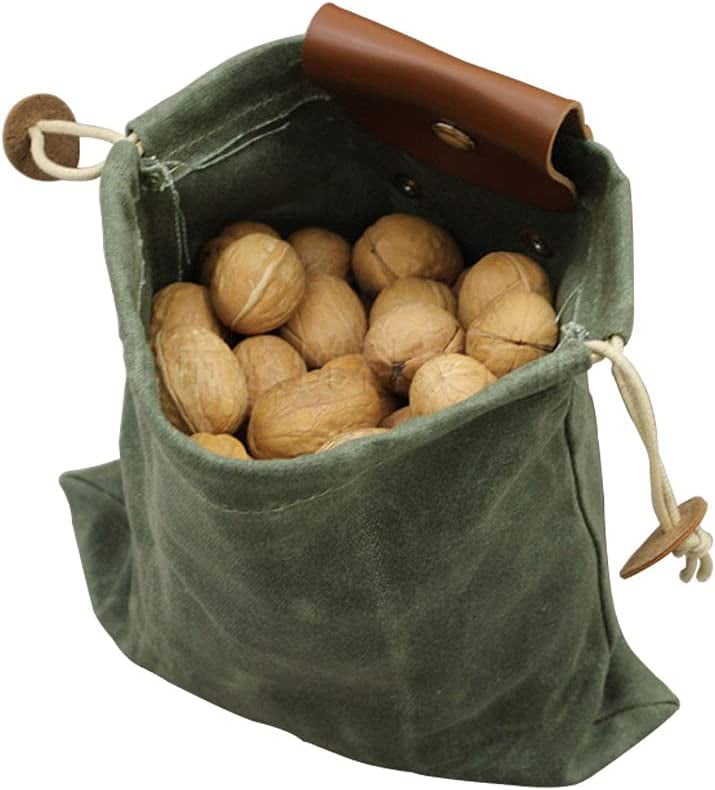 1 Pcs Camping Outdoor Foraging Bag Leather Waxed Canvas Foraging Pouch ...