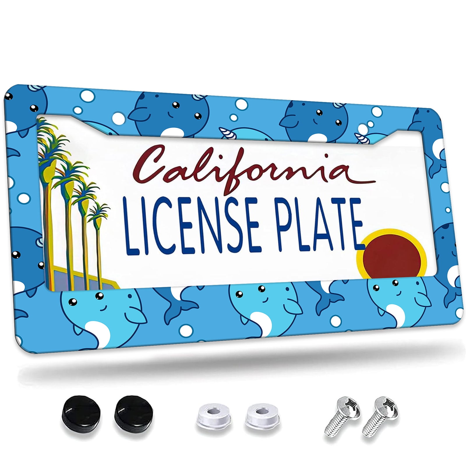 1 Pcs Cartoon Narwhals License Plate Frame,License Plate Cover for Car ...