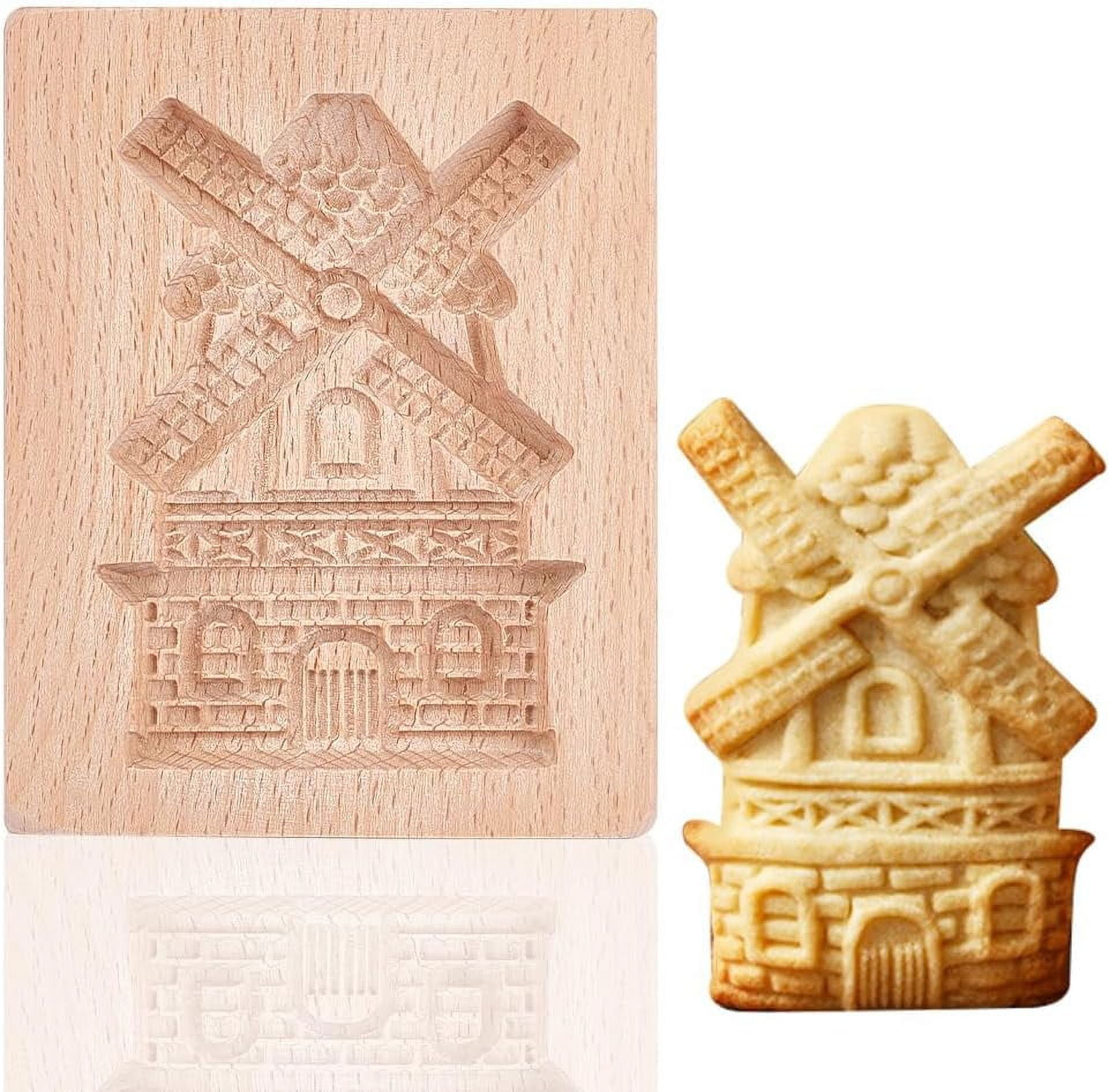 1 Pcs Carved Wooden Windmills Cookie Mold Kitchen Wooden Cookie Cutter ...
