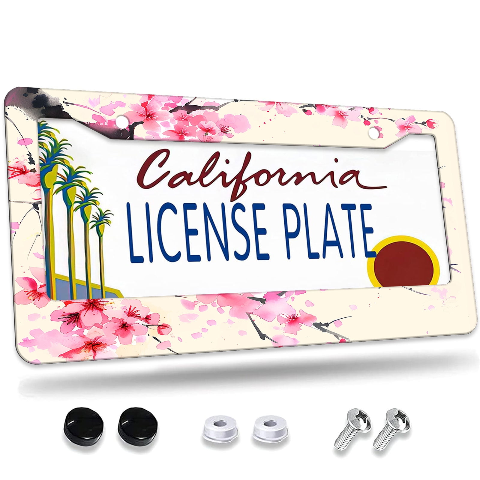 1 Pcs Cherry Blossom Branch License Plate Frame,License Plate Cover for ...