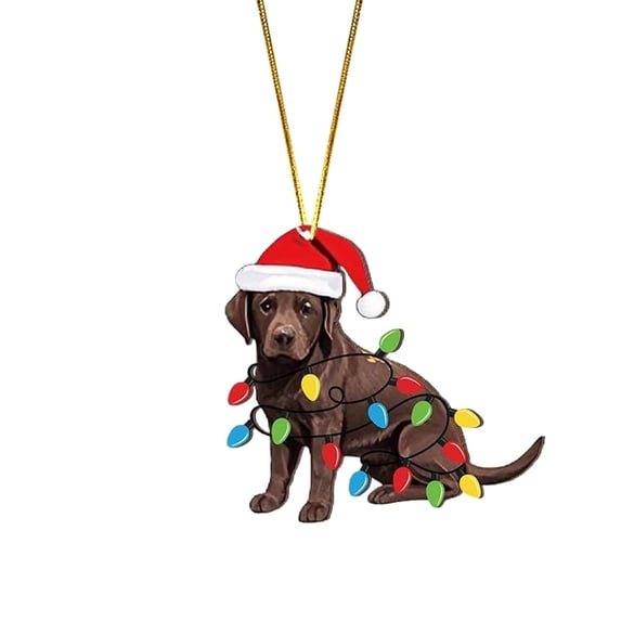 1 Pcs Christmas Chocolate Lab Labrador Ornament, Wood Ornaments ...