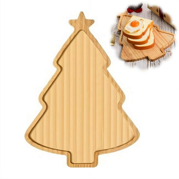 1 Pcs Christmas Wooden Serving Platter Christmas Tree Charcuterie ...