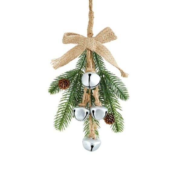 1 Pcs Christmas Wreath Bows with Jingle Bell and Pine Cone Hanging ...