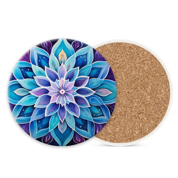 1 Pcs Coffee Cup Coasters for Drinks, Blue and Pink Mandala Lotus ...