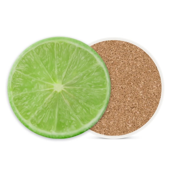 1 Pcs Coffee Cup Coasters for Drinks, Bright Green Sliced Lemon Round ...