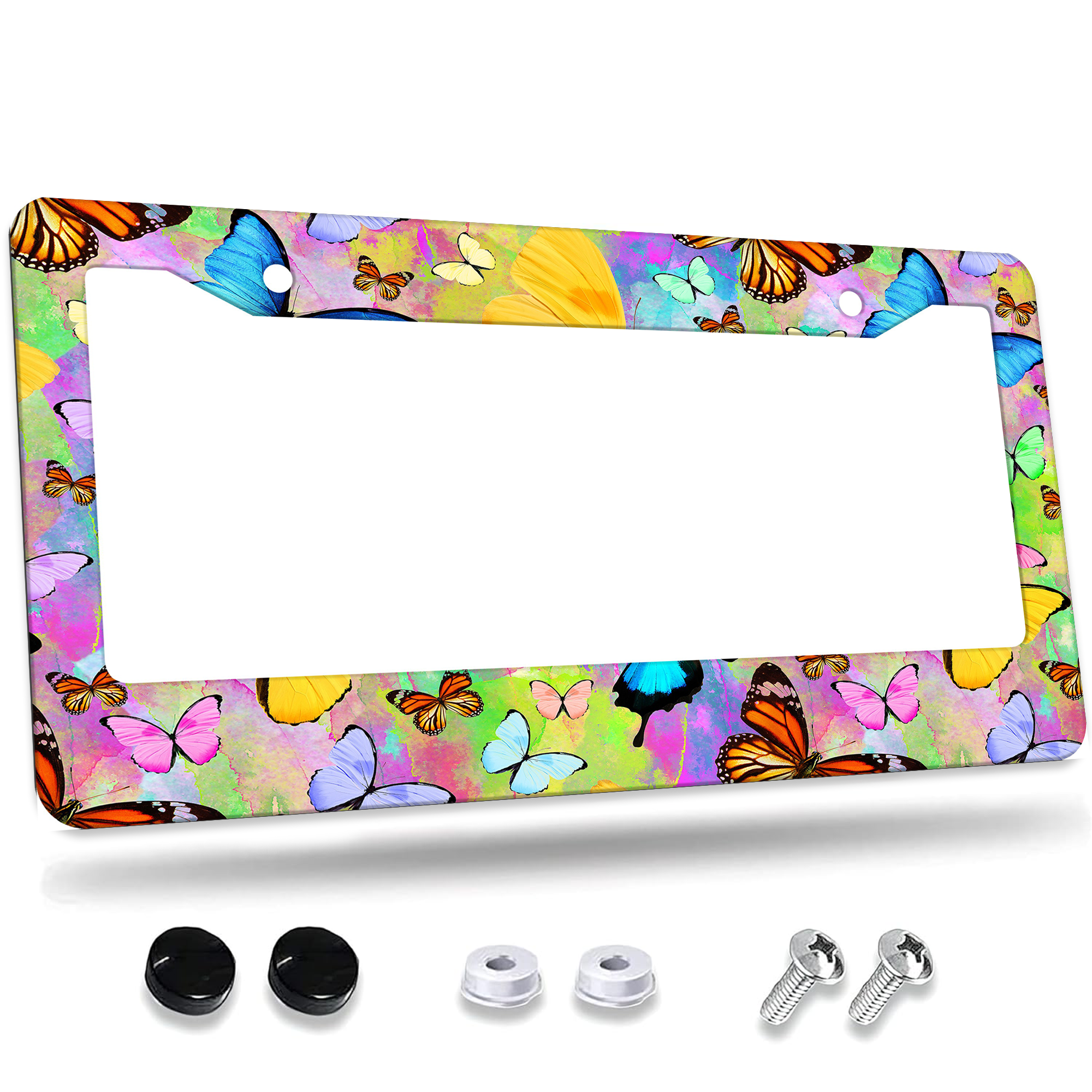 1 Pcs Colorful Butterflies License Plate Frame, License Plate Cover for ...