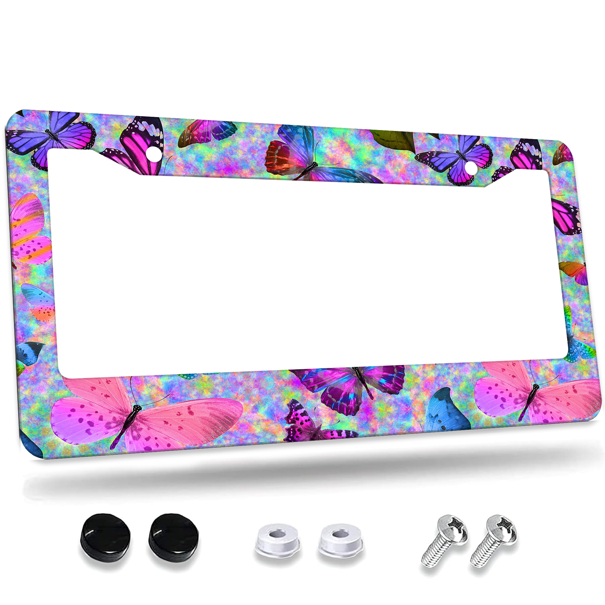 1 Pcs Colorful Butterflies License Plate Frame, License Plate Cover for ...