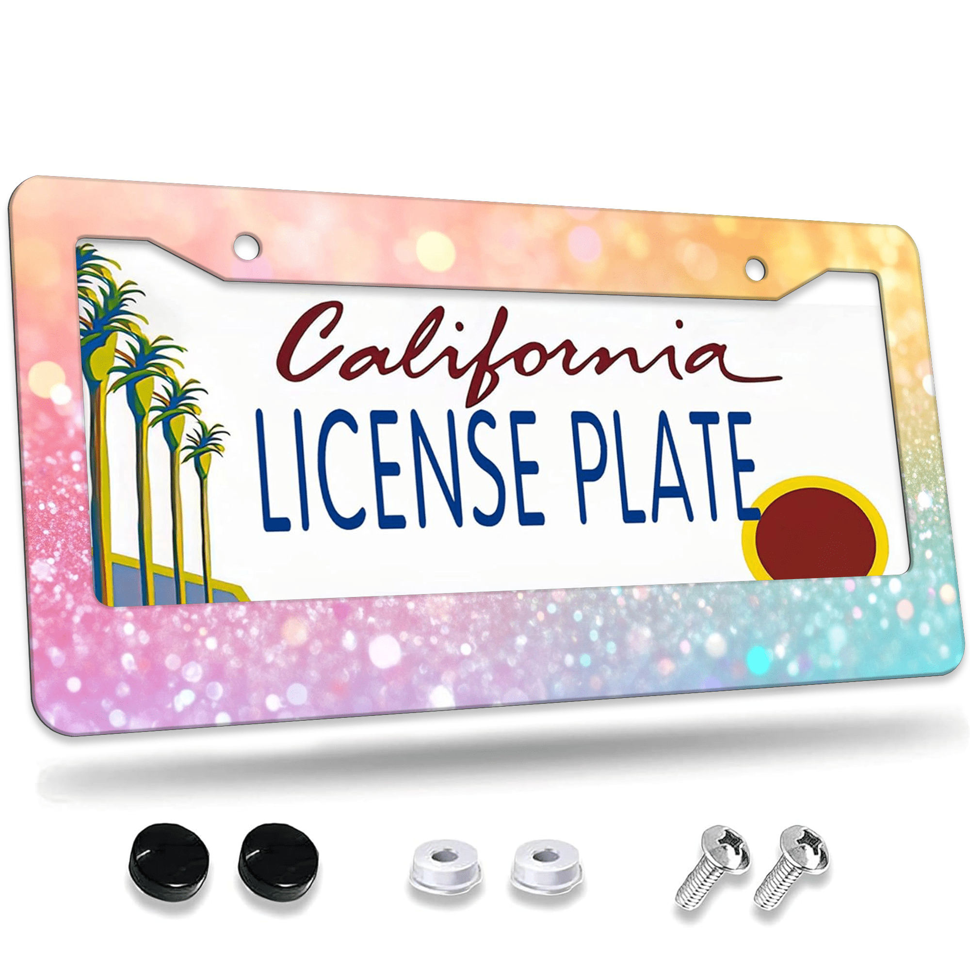 1 Pcs Colorful Glitter License Plate Frame, License Plate Cover for Car ...