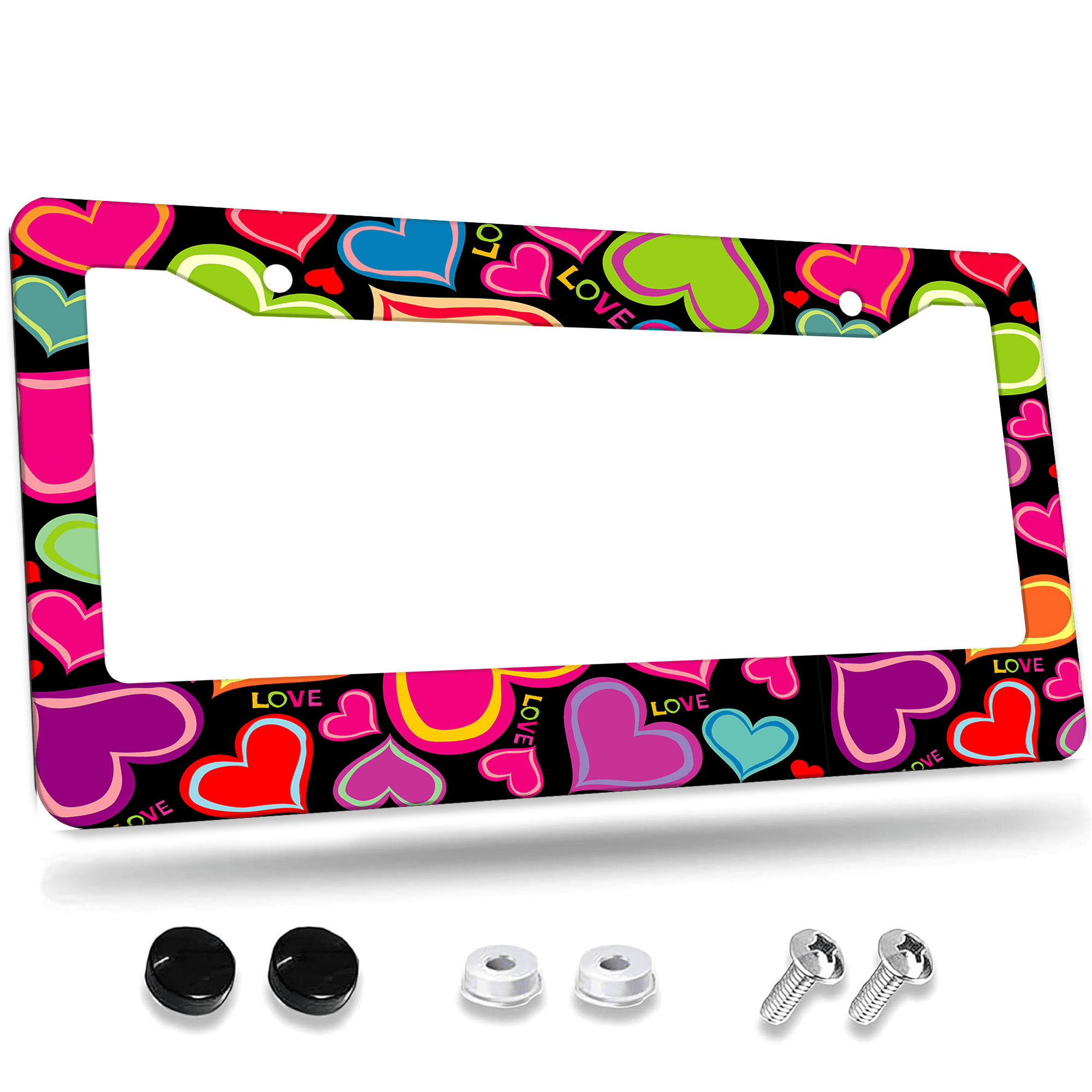 1 Pcs Colorful Heart Love License Plate Frame, License Plate Cover for ...
