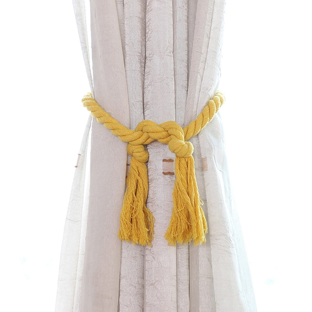 1 Pcs Cotton Curtain Tie, Yellow Curtain Handmade Tiebacks Decorative ...