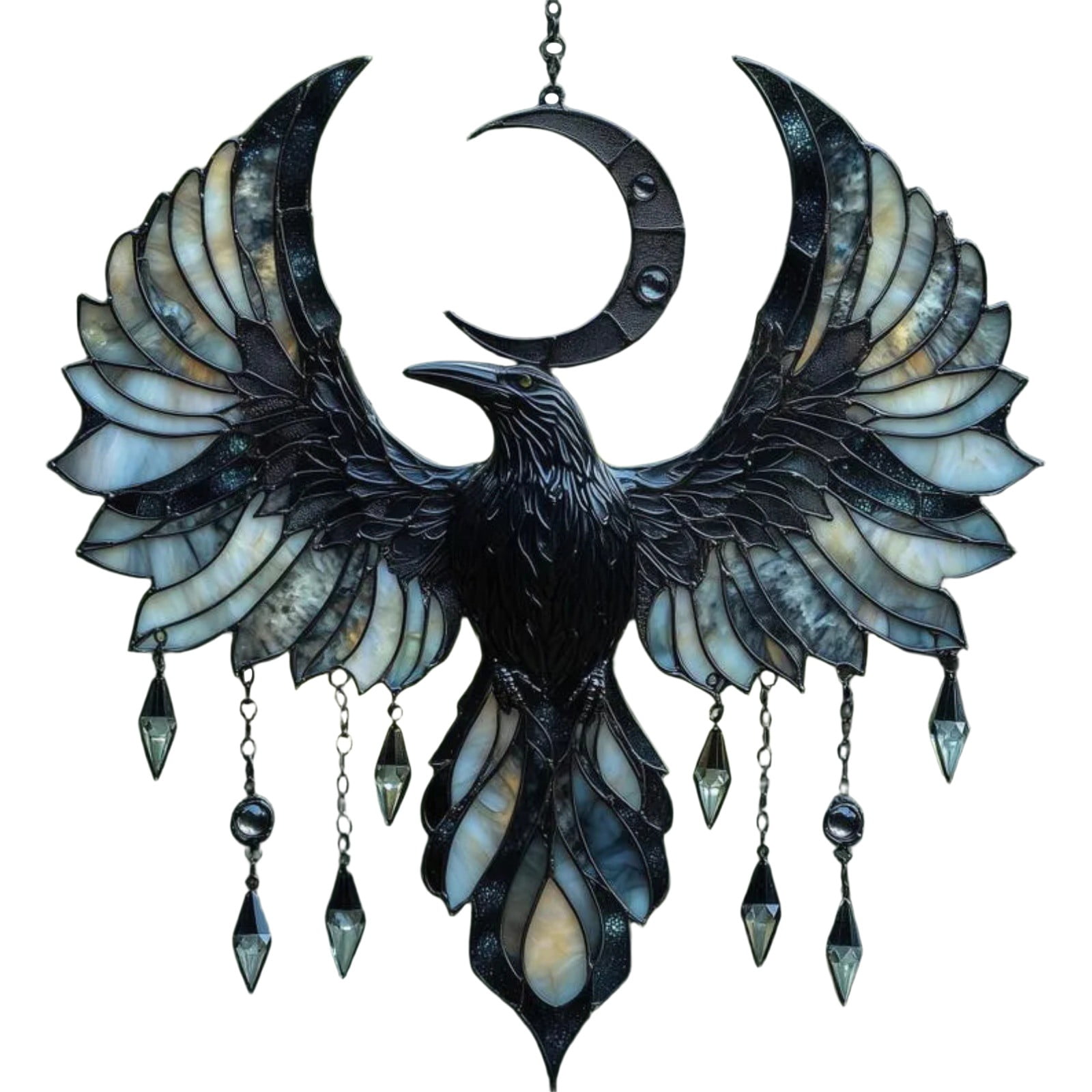 1 Pcs Crescent Moon Raven Acrylic Suncatcher, Birds Hummingbird, Cute ...