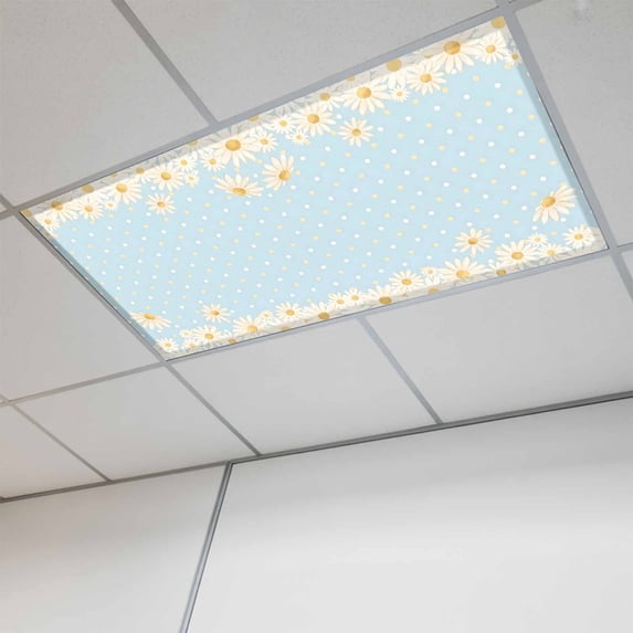 1 Pcs Daisy Fluorescent Light Covers Polka Dots Blue Background Summer ...