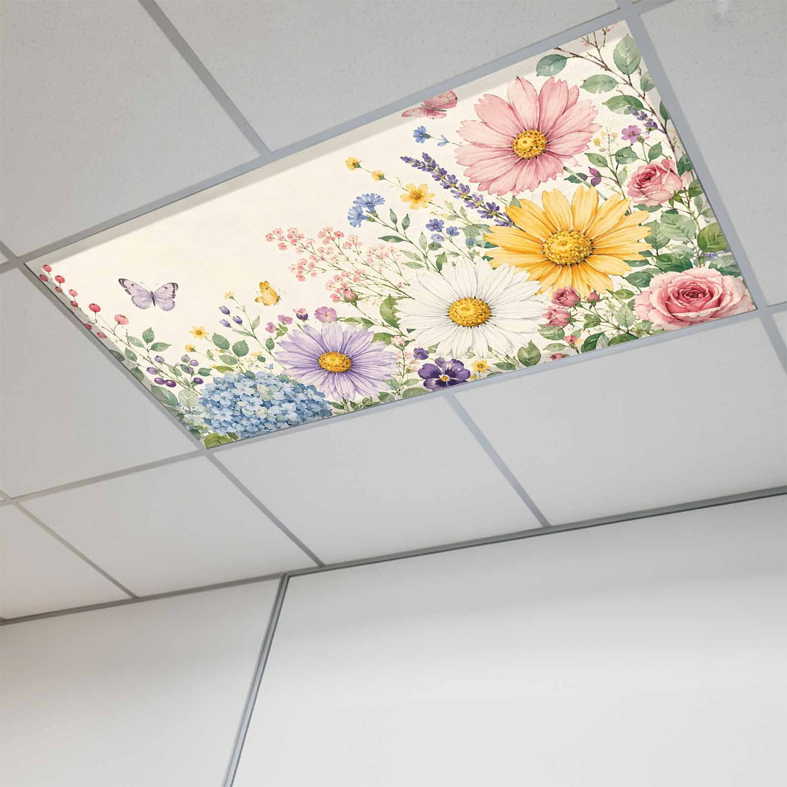 1 Pcs Daisy Roses Fluorescent Light Covers Butterfly Wildflowers ...