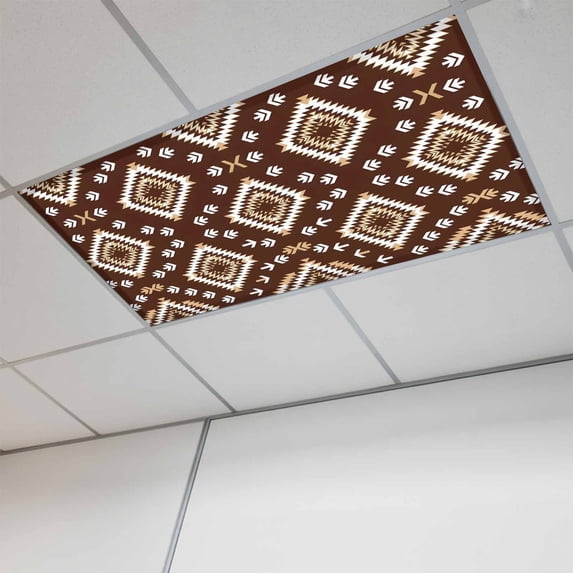 1 Pcs Dark Brown Rectangle Fluorescent Light Covers Tribal Retro ...