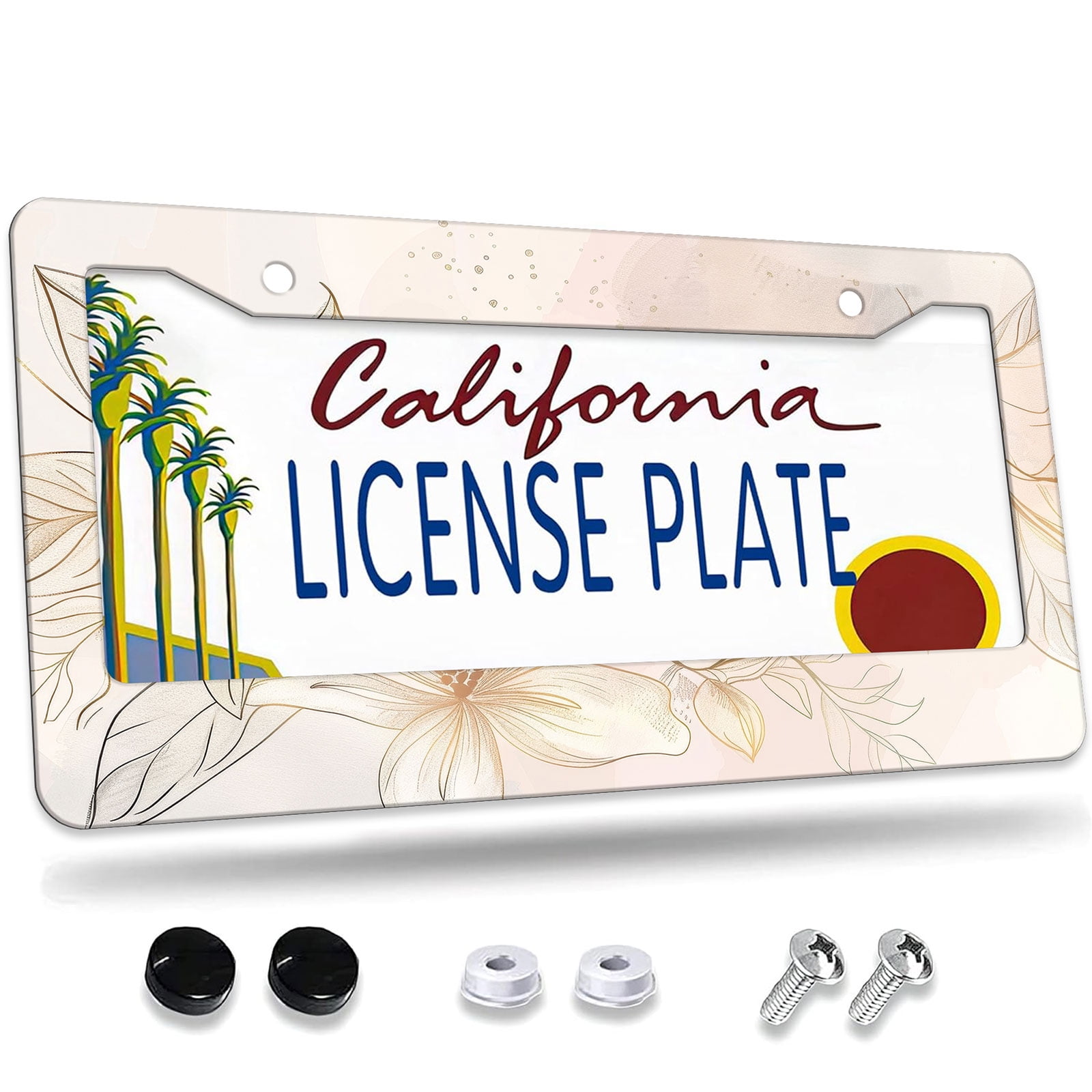 1 Pcs Delicate Floral Sketch License Plate Frame,License Plate Cover ...