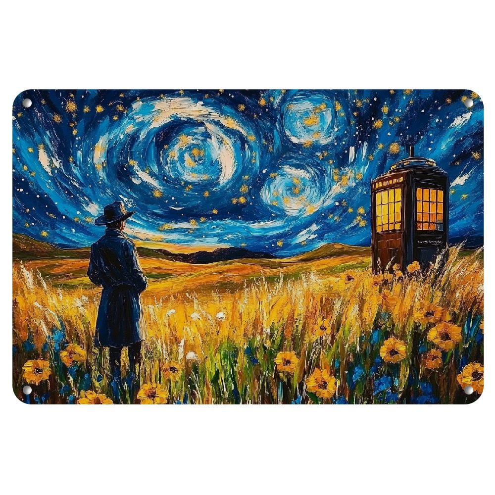 1 Pcs Doctor Who Tardis in Van Gogh Style Scenery Iron Metal Sign ...