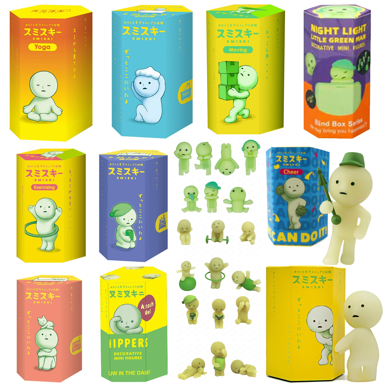 1 Pcs,Dream Smiski Action Figure Glow In the Dark, Night Light Series ...