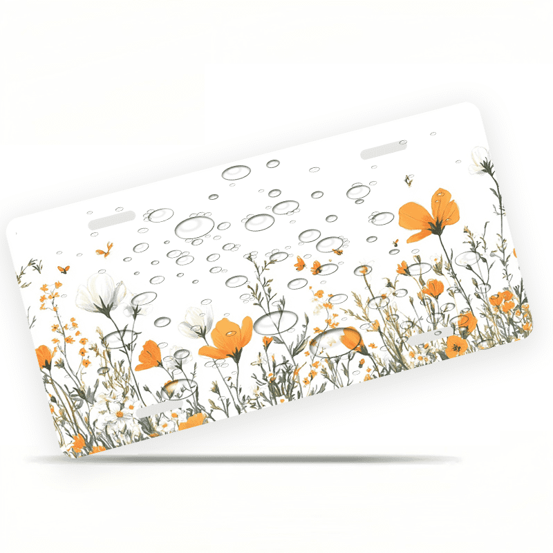 1 Pcs Durable License Plate Covers & Frames, Field of Flowers For ...
