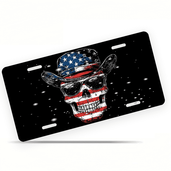 1 Pcs Durable License Plate Covers & Frames, Skull with American For ...