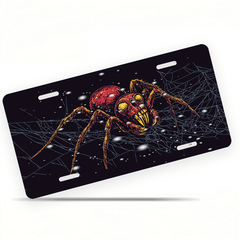 1 Pcs Durable License Plate Covers & Frames, Skull Spider on Web For ...